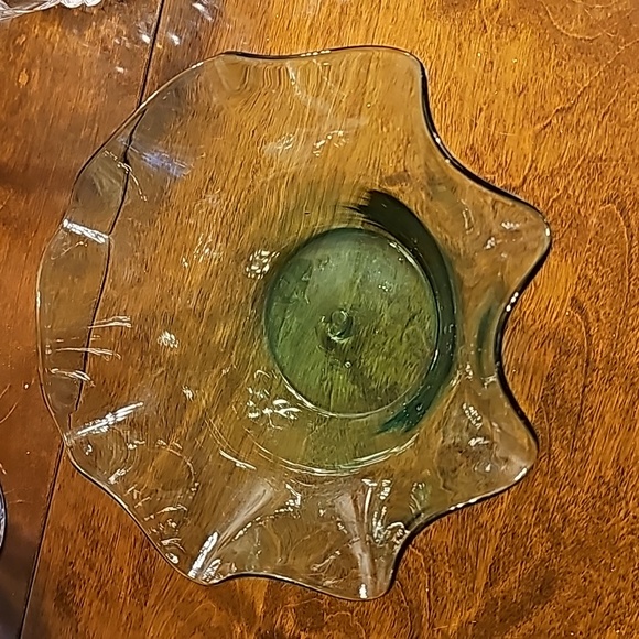 BLENKO | Accents | Vintage Blenko Handcraft Green Blown Glass Ruffled ...
